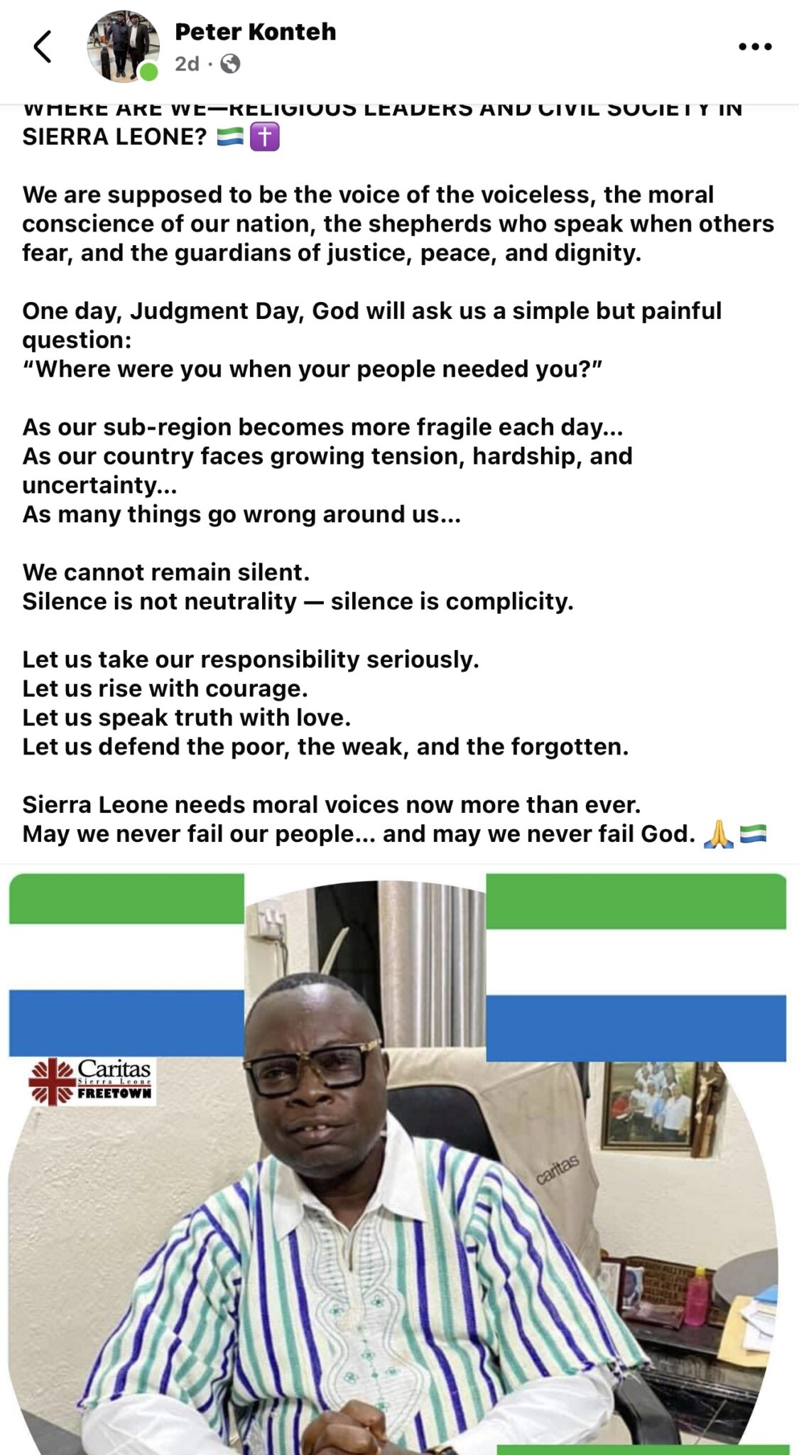 Rev Father Peter Konteh: Where are we – Religious leaders and civil ...